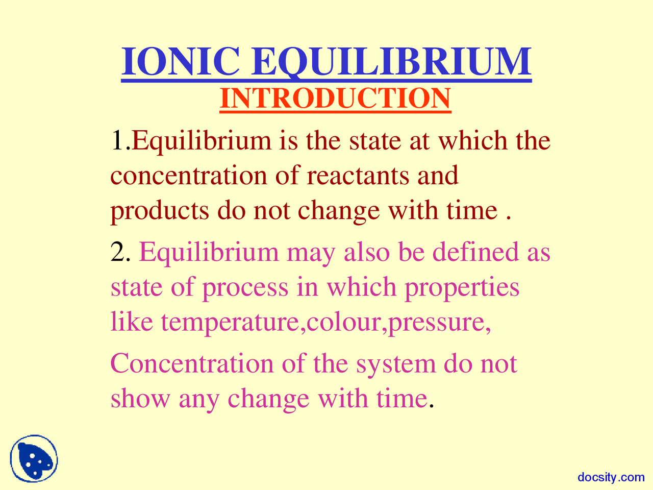 Ionic Equilibrium Applied Chemistry Lecture Slides Docsity