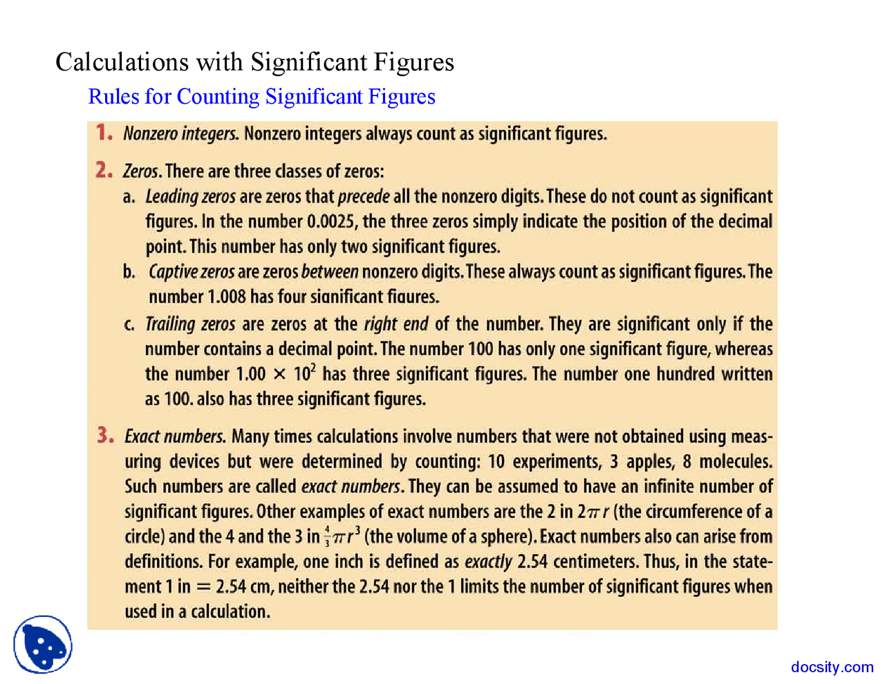 Significant Figures - Chemistry - Lecture Slides - Docsity