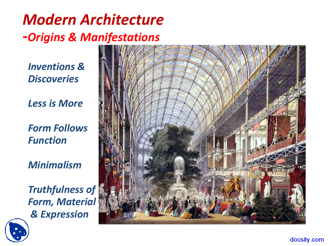 Modern Architecture Origins Architectural Assistantship Lecture