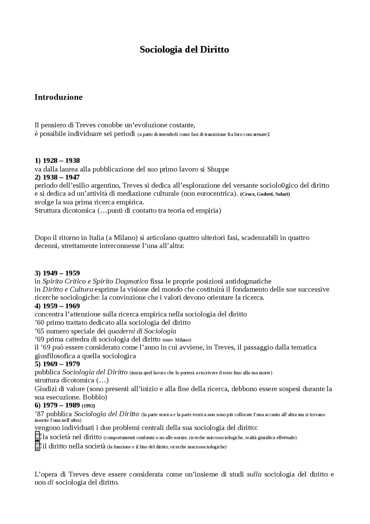 Treves | Dispense di Sociologia Del Diritto | Docsity