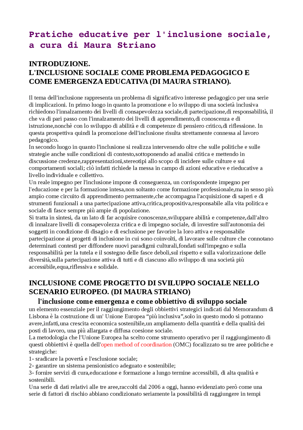 Pratiche Educative Per Linclusione Sociale Docsity