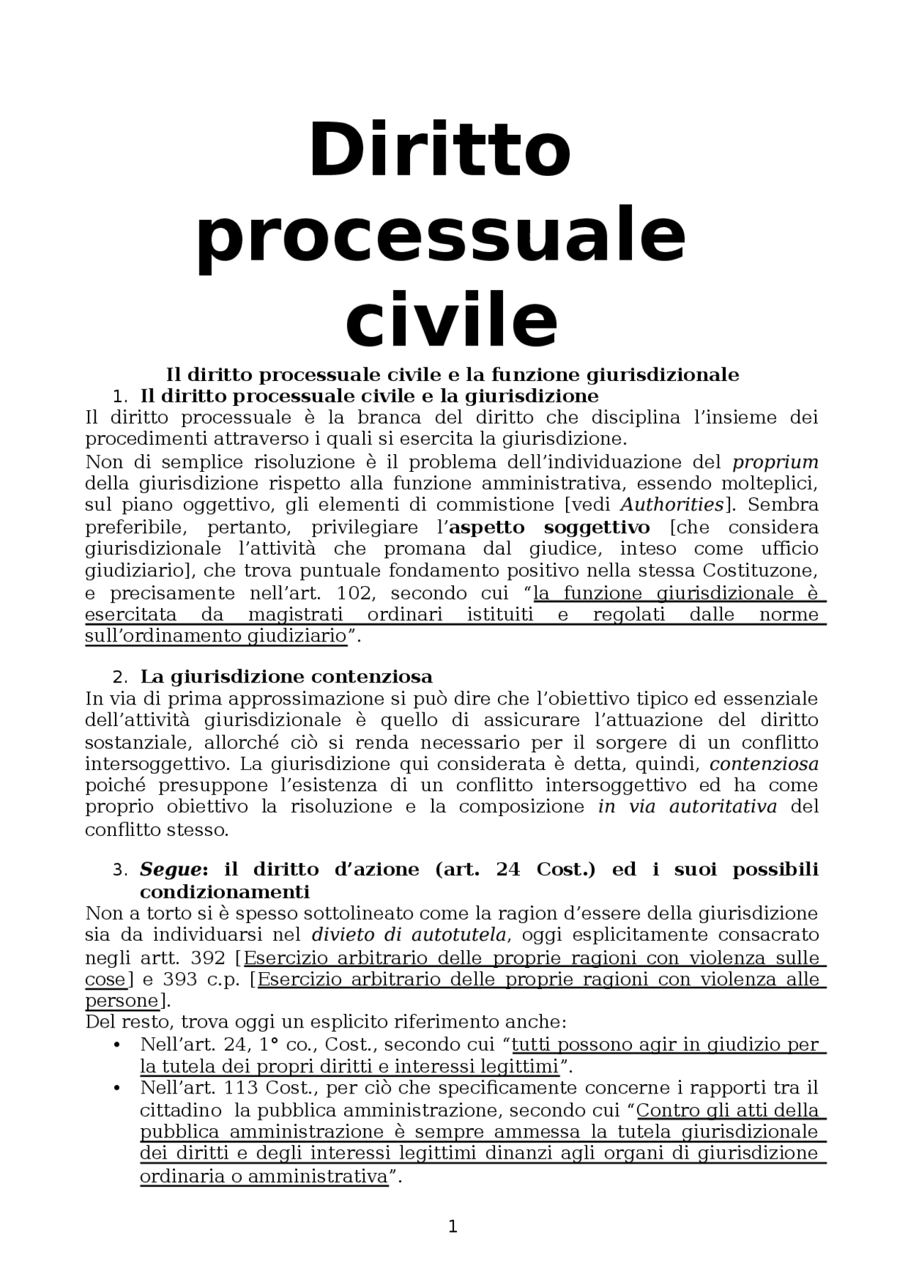 Diritto Processuale Civile I Résumés De Procédure Civile Docsity