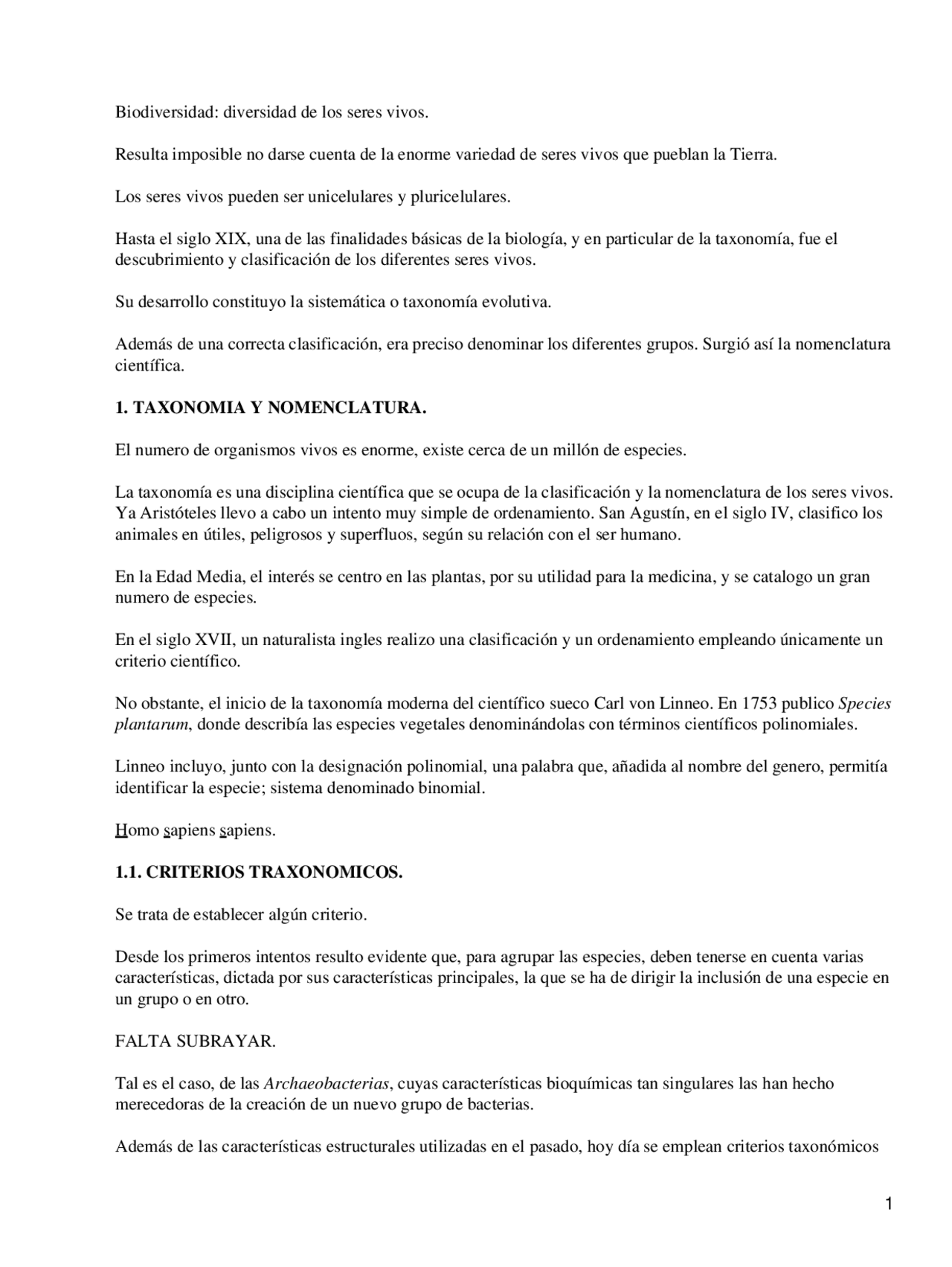 Apuntes Sobre La Biodiversidad Docsity