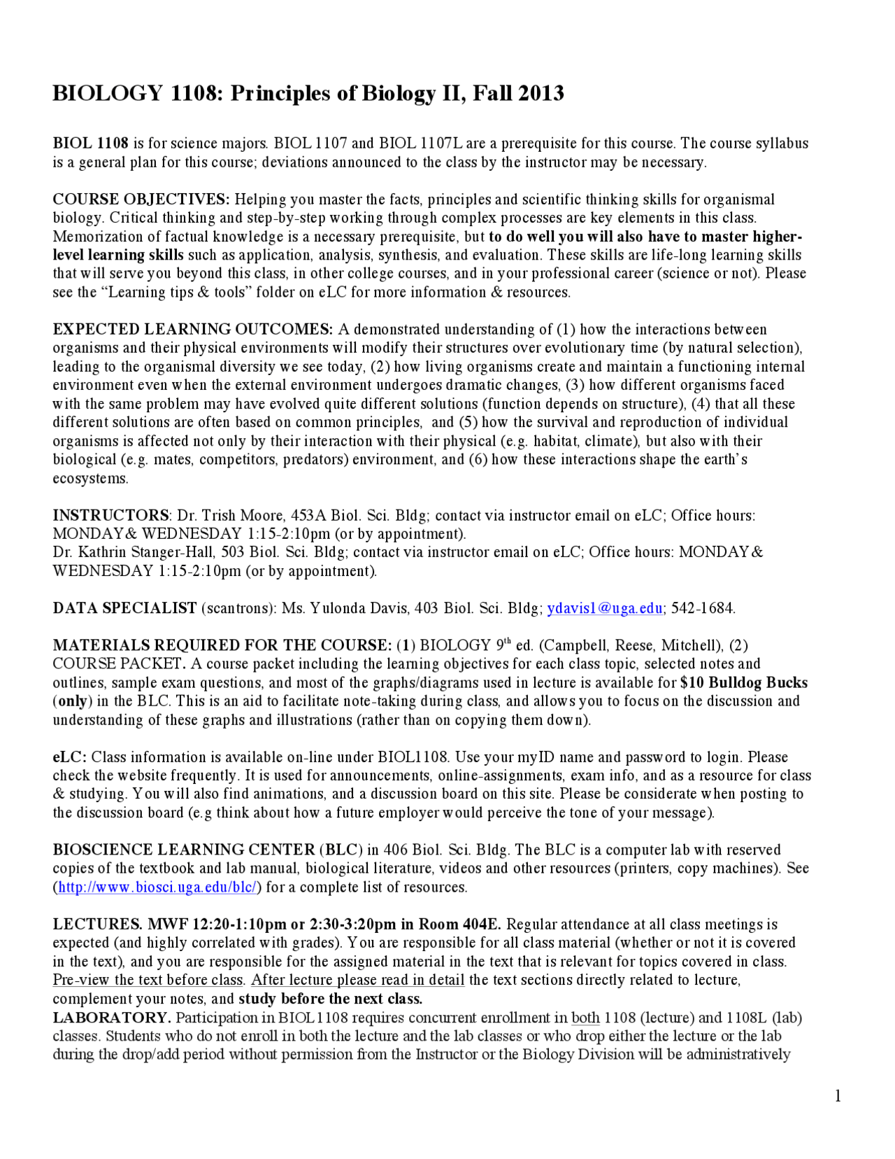 Principles of Biology II - Study Material | BIOL 1108 - Docsity