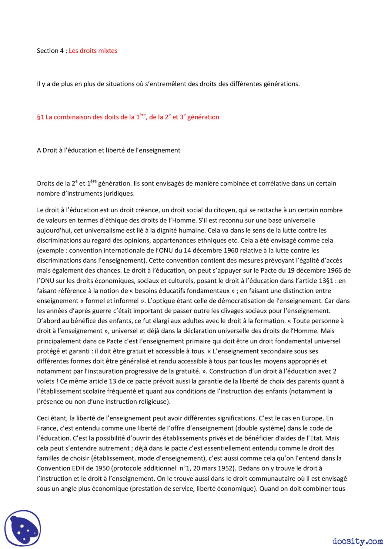 Notes Sur Les Droits Mixtes Docsity