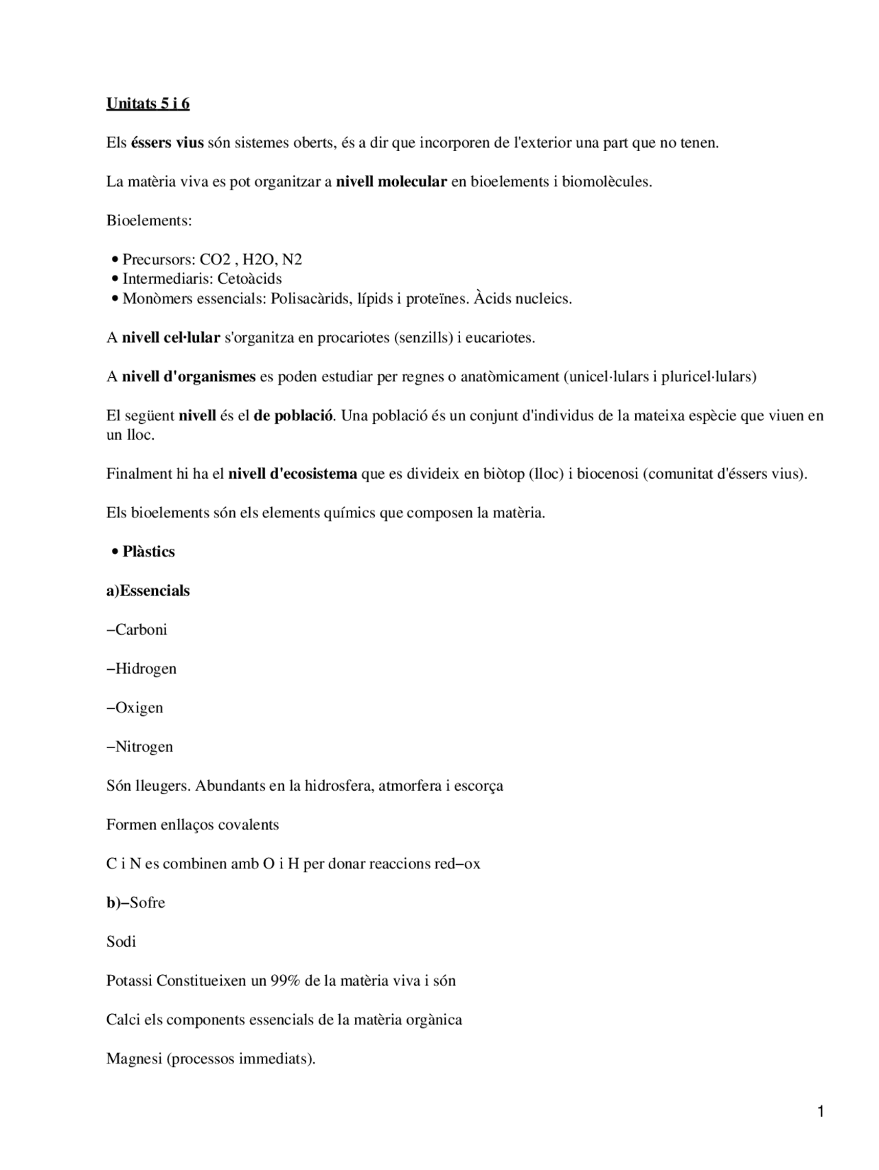 Apuntes Sobre Los Bioelementos Docsity