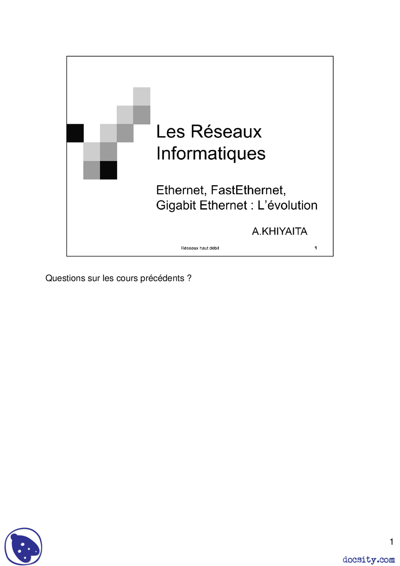 Notes Sur Les Réseaux Informatiques Docsity