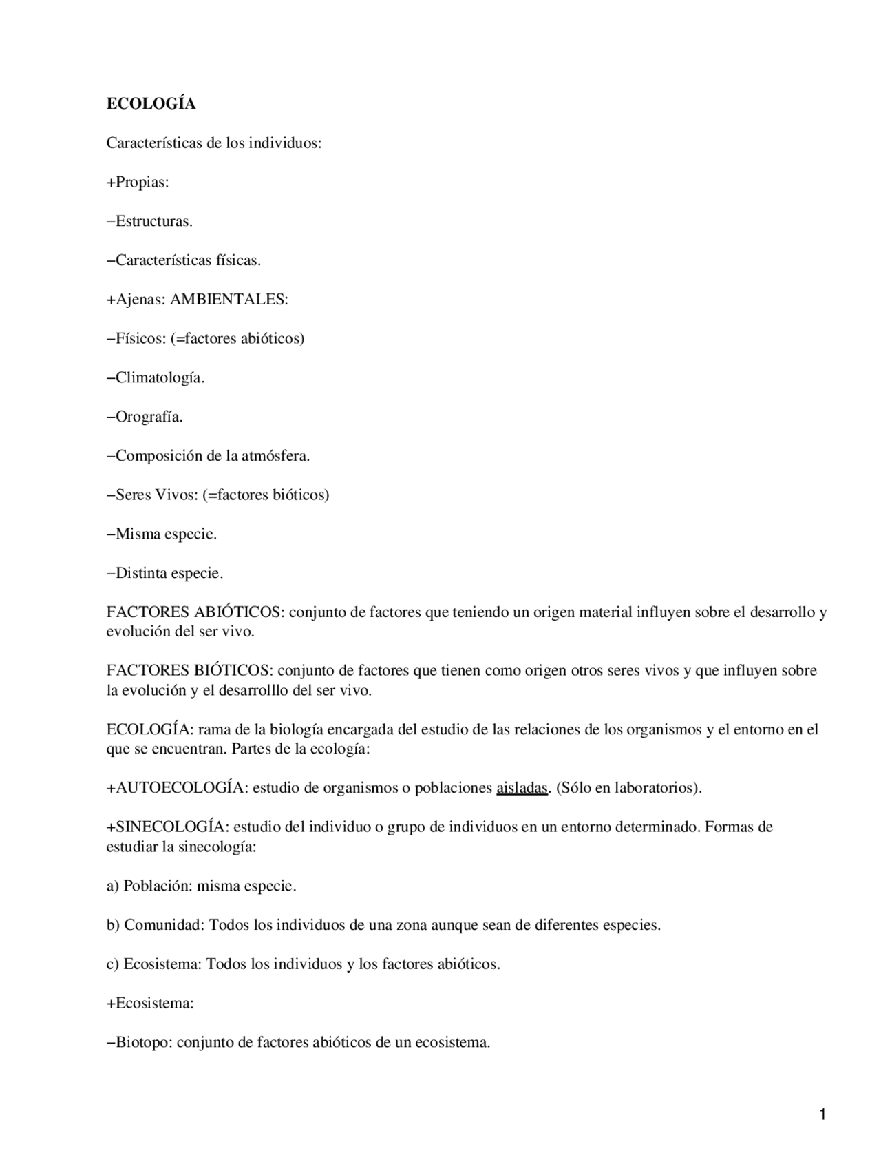 Apuntes Sobre La Ecologia Docsity