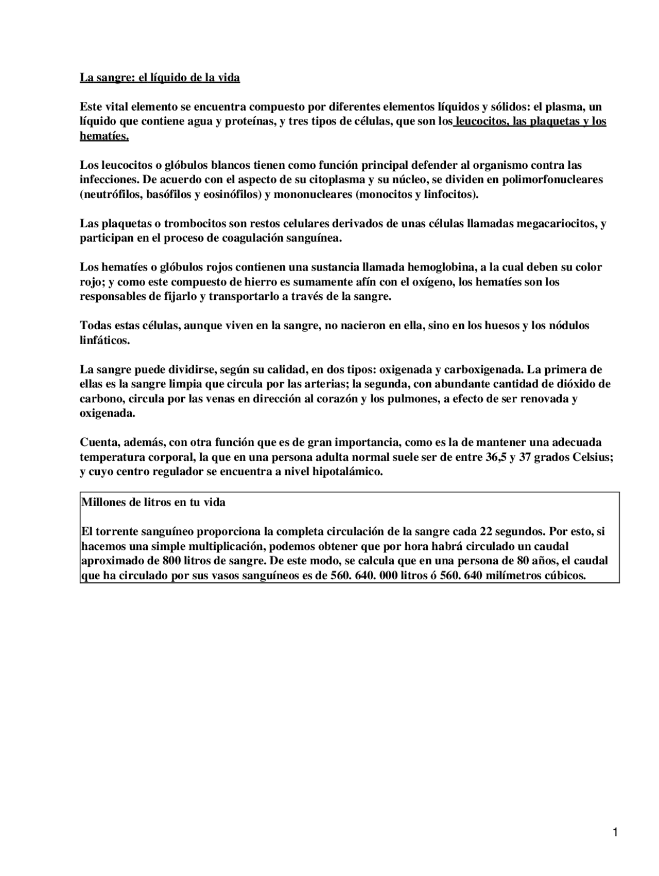 Apuntes Sobre La Sangre Docsity