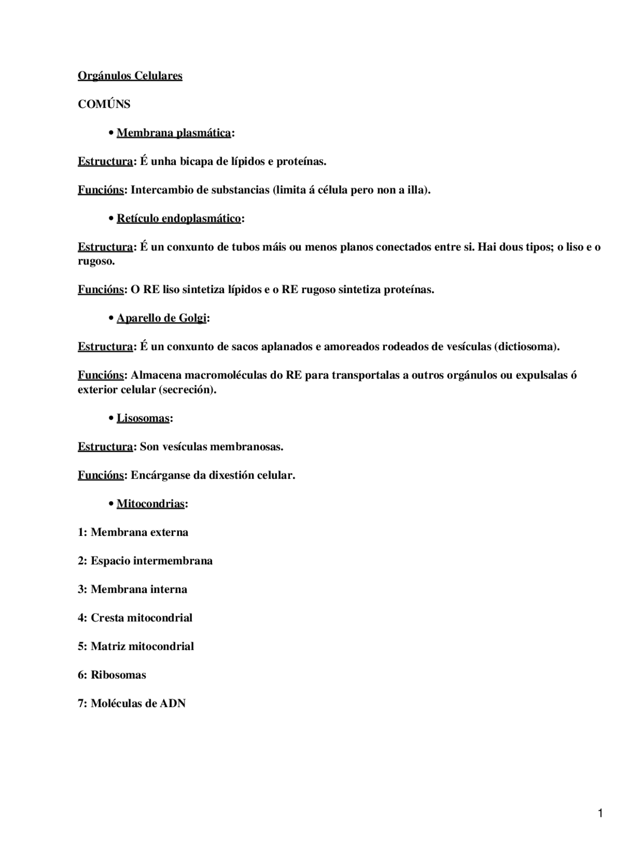 Apuntes Sobre Los Orgánulos Celulares Docsity