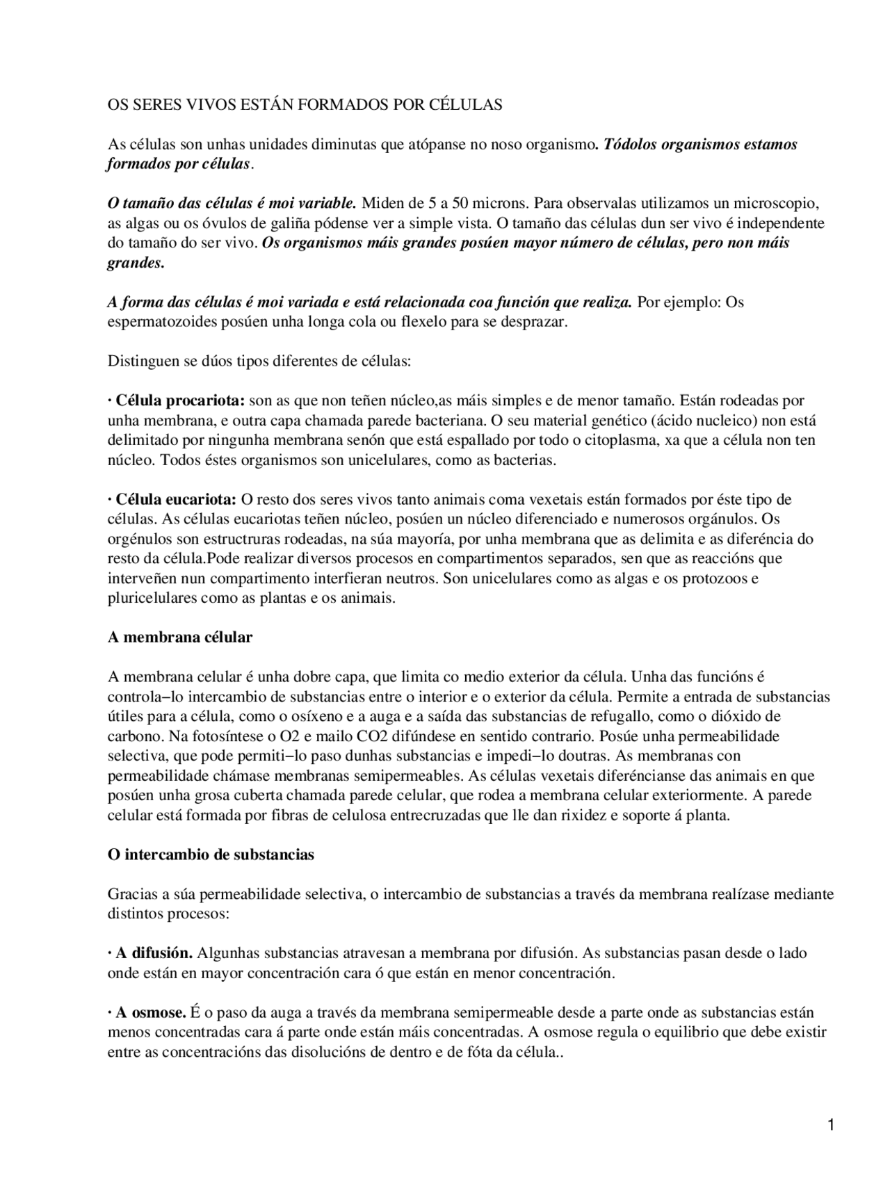 Apuntes Sobre Los Seres Vivos Docsity