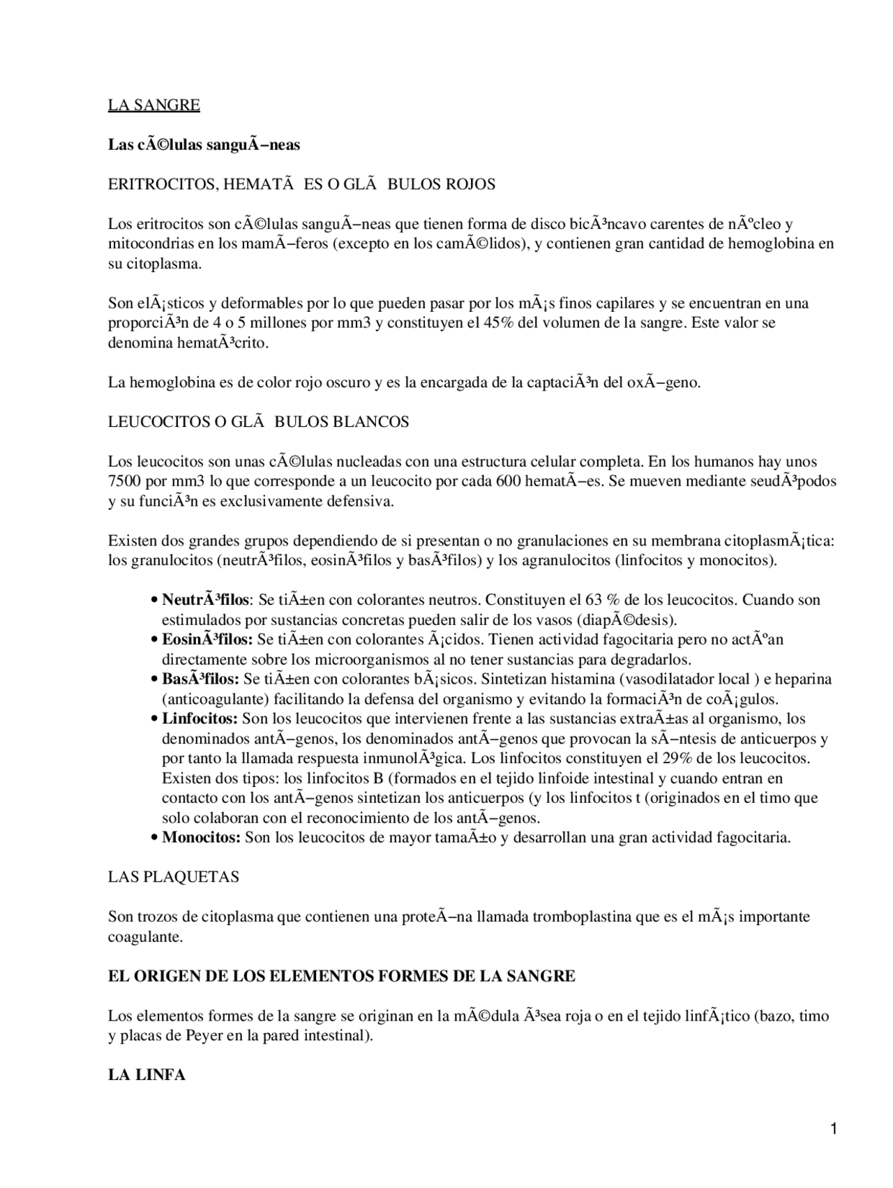 Apuntes Sobre La Sangre Docsity