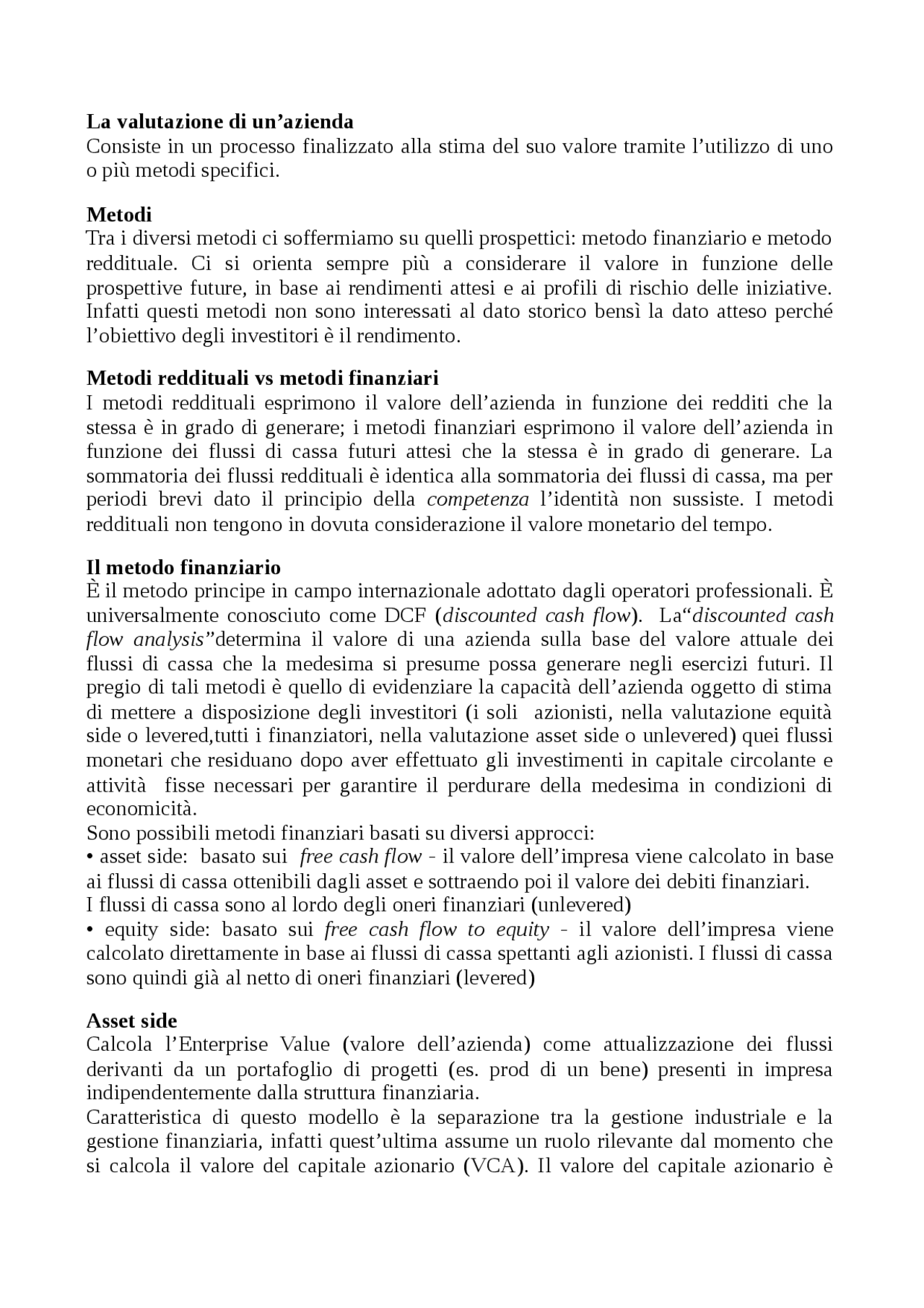 Asset Side Docsity