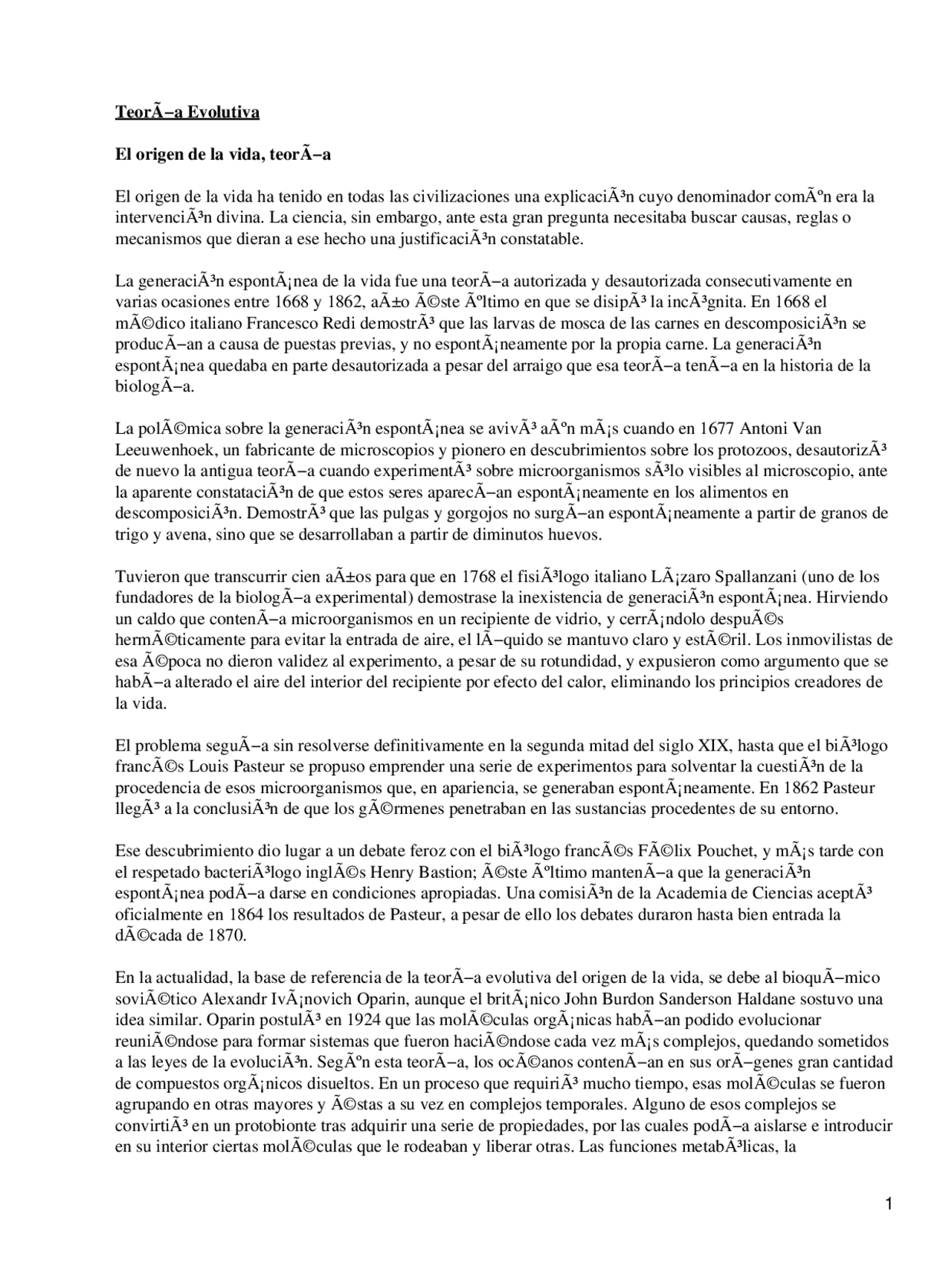 Apuntes Sobre La Teoría Evolutiva Docsity