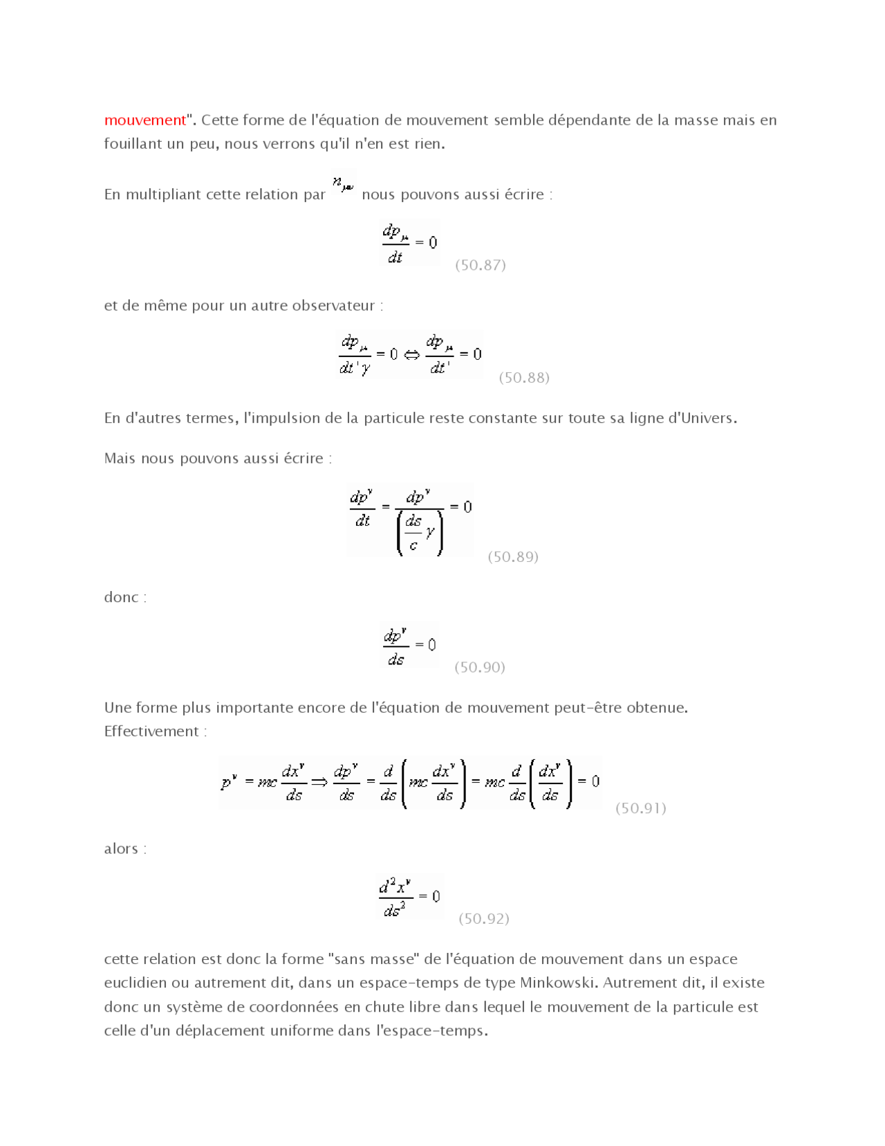 Notes Sur Léquation Du Mouvement 2° Partie Docsity