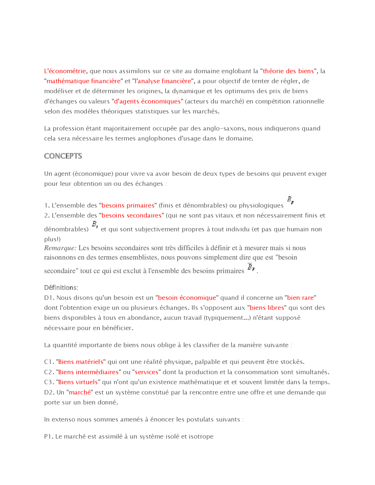 Notes Sur Le Cours Complet Déconomie 1° Partie Docsity