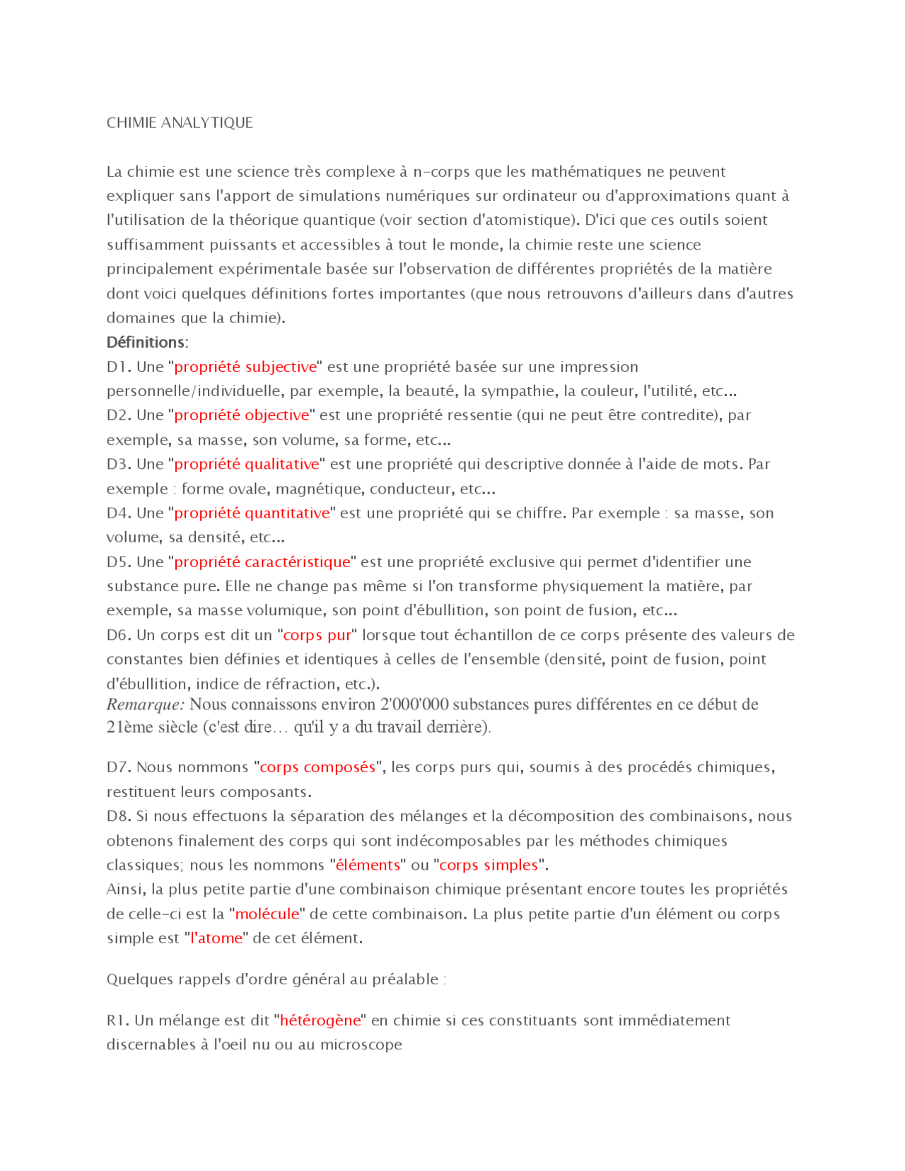 Notes De Chimie Analytique Docsity