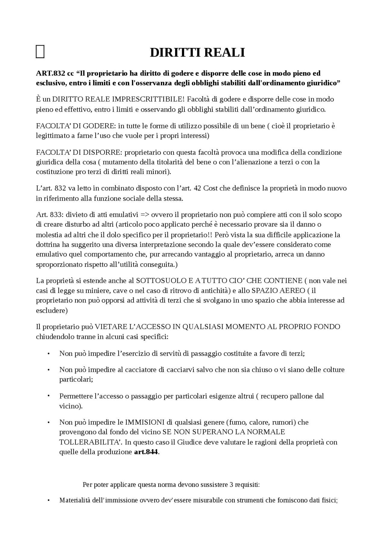 Diritti Reali Docsity