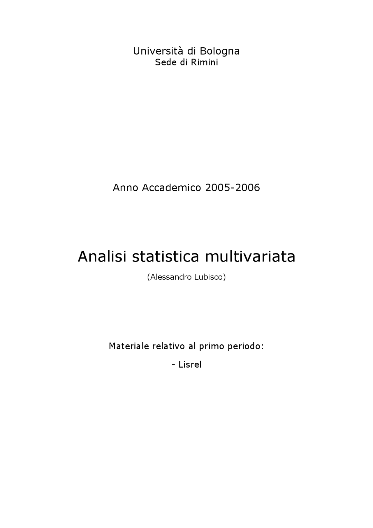 Analisi Multivariata Docsity