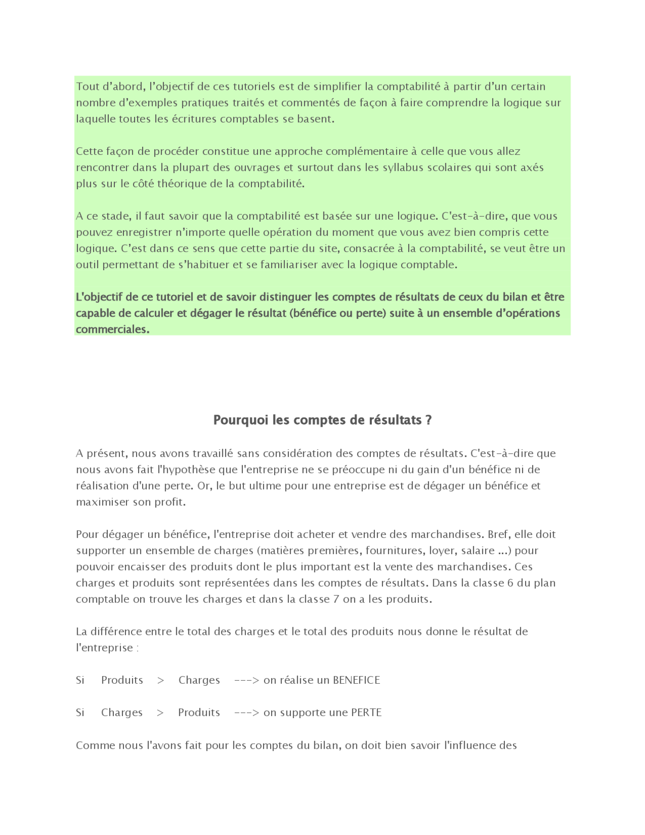 Notes Sur La Détermination Du Bénéfice Et Perte 1° Partie Docsity