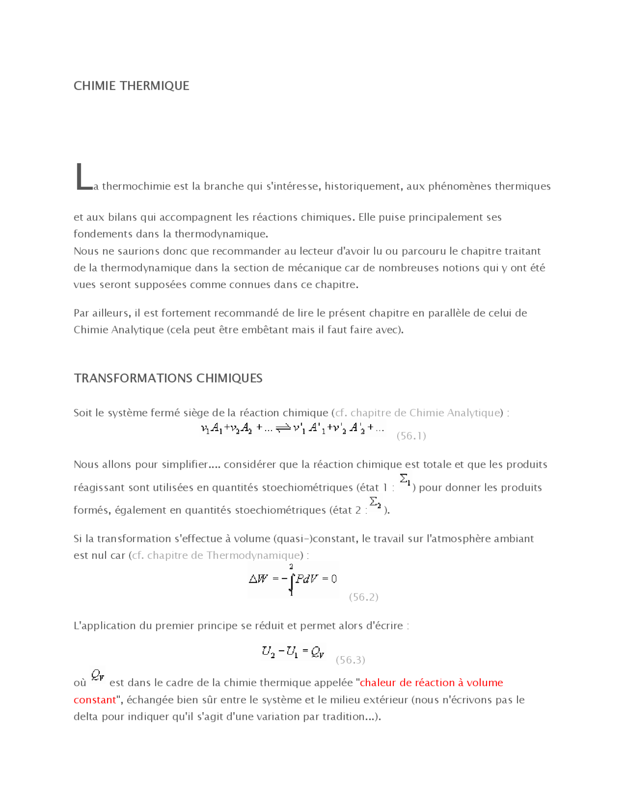 Notes De Chimie Thermique 1° Partie Docsity