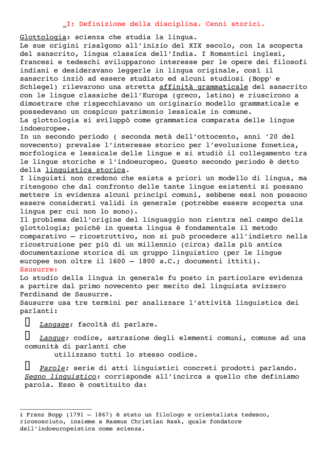 Appunti Di Glottologia E Linguistica Docsity