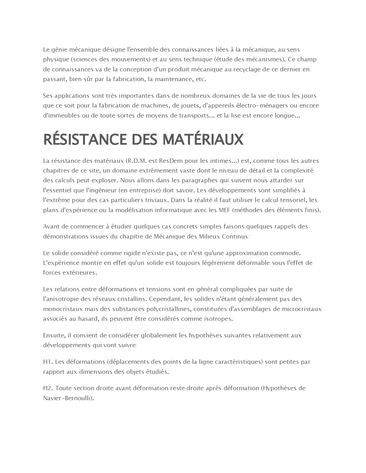 Notes Sur Le Cours De Génie Mécanique 1° Partie Docsity