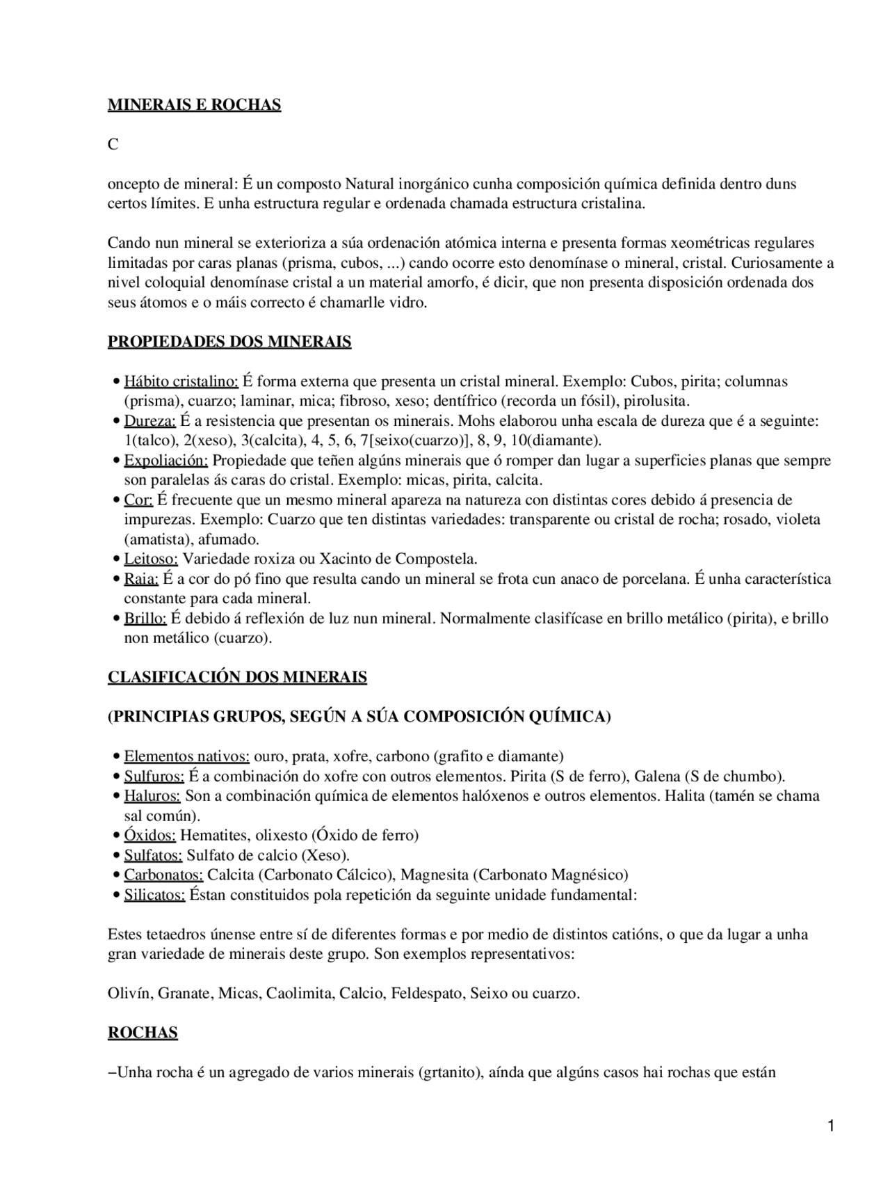 Apuntes Sobre Minerales Y Rocas Apuntes De Geología Docsity