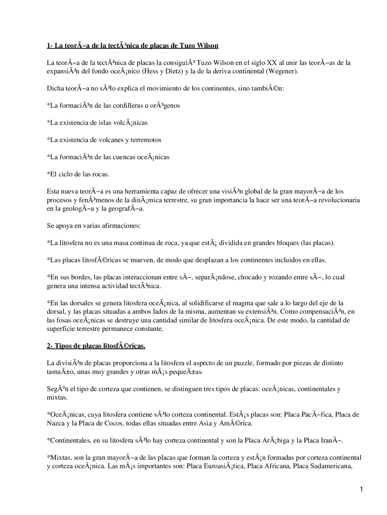 Apuntes sobre la Teoría de la tectónica de placas de Tuzo Wilson ...