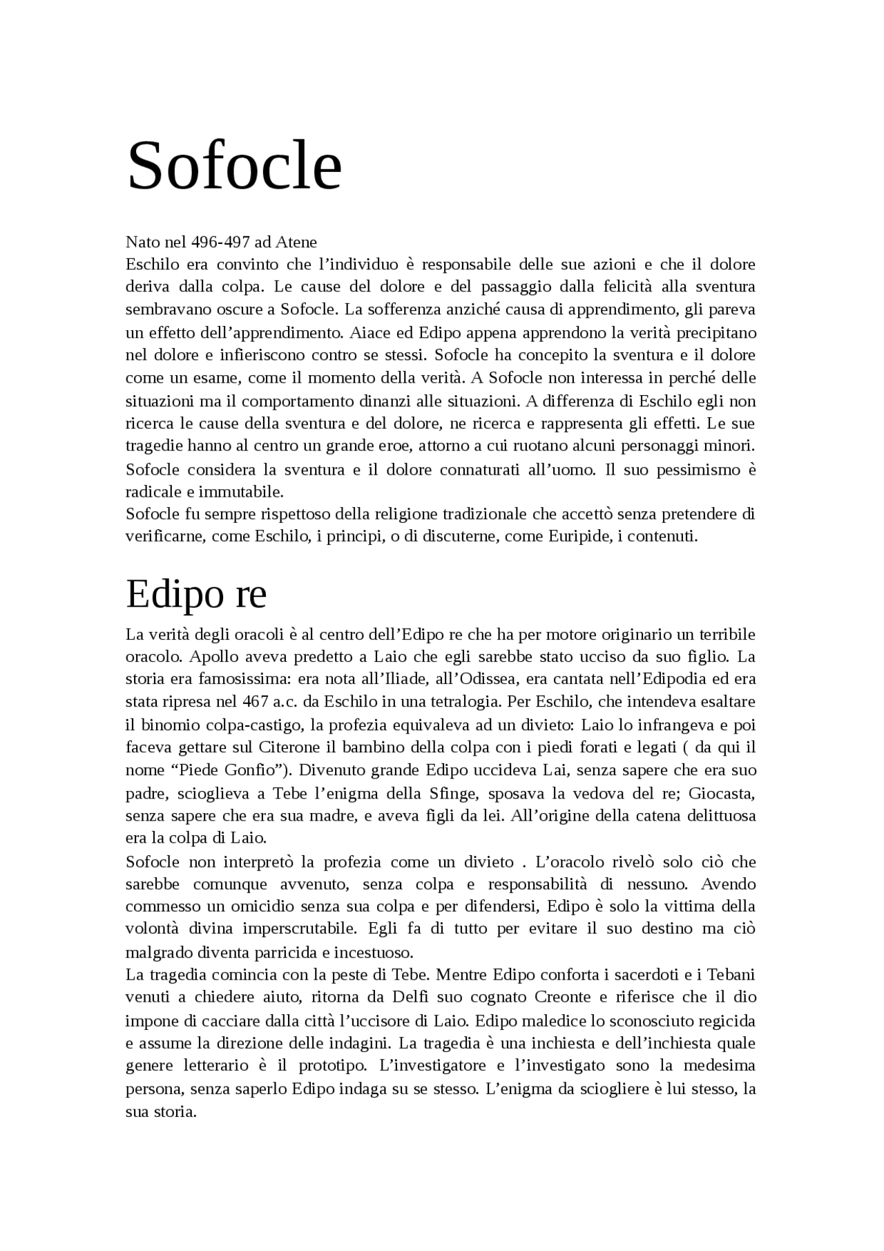 Sofocle Docsity