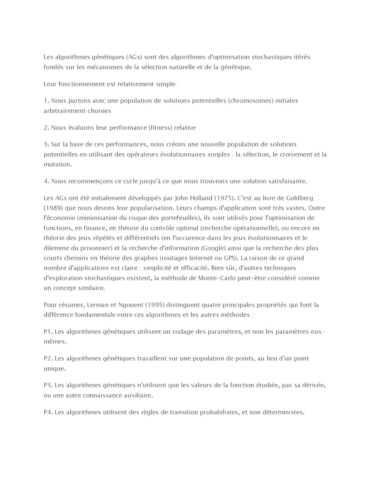 Notes Sur Les Algorithmes Génétiques 1° Partie Docsity