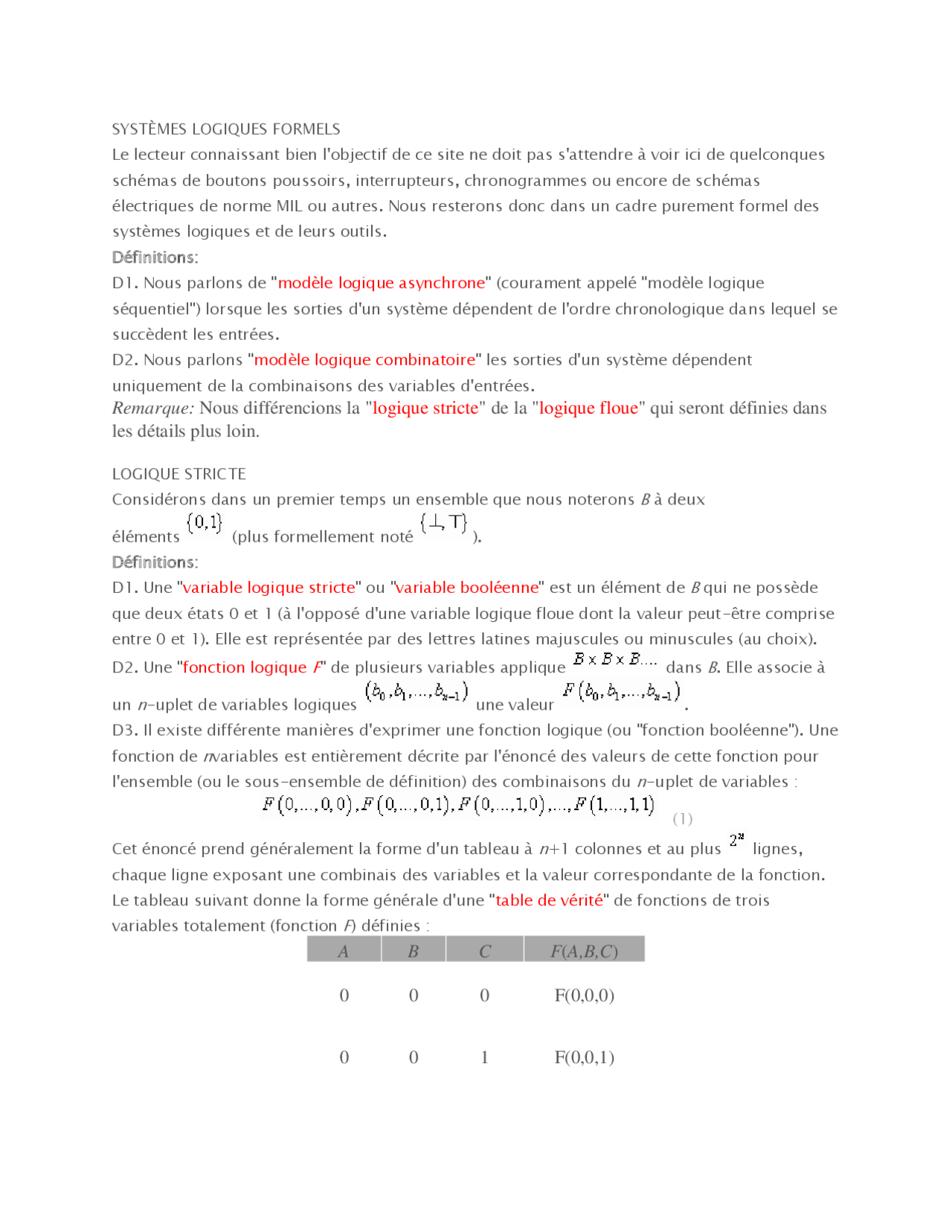 Notes Sur Le Cours Des Systèmes Logiques Formels 1° Partie Docsity