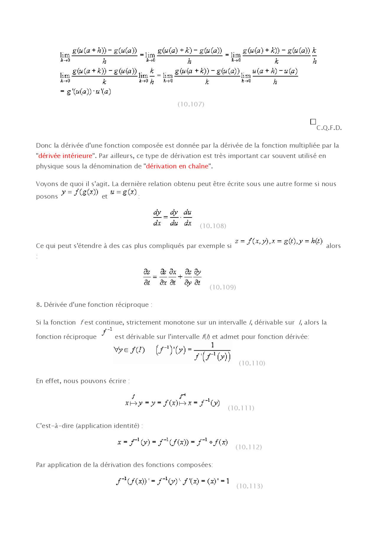 Notes Sur Les Dérivées Usuelles 2° Partie Docsity