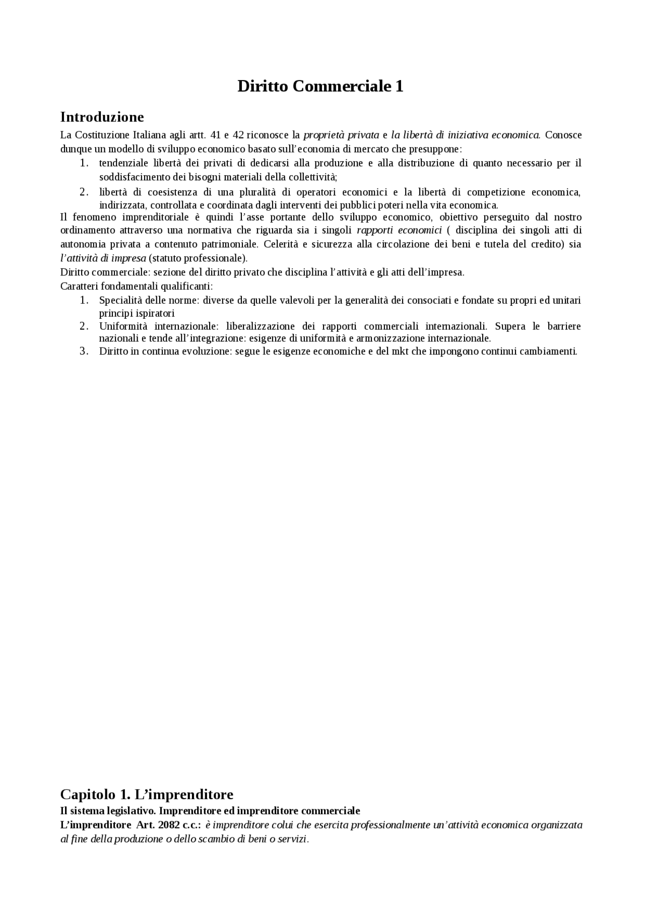 Riassunto Volume 1 Campobasso Docsity