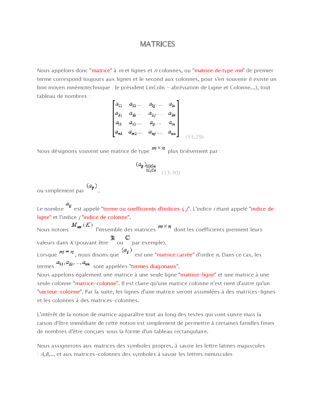 Notes Sur La Notion Des Matrices Notes Logique Docsity
