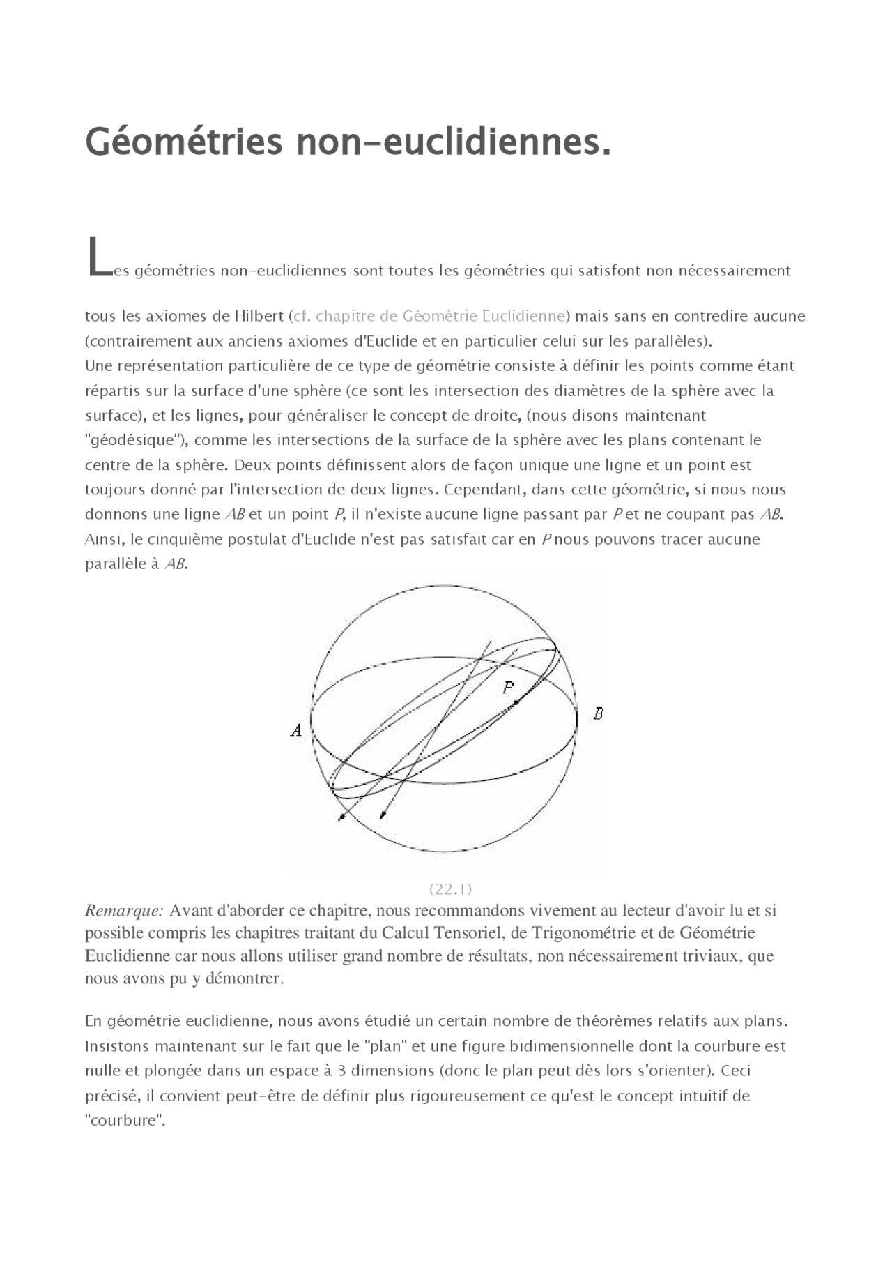 Notes sur les géométries non-euclidiennes - Docsity