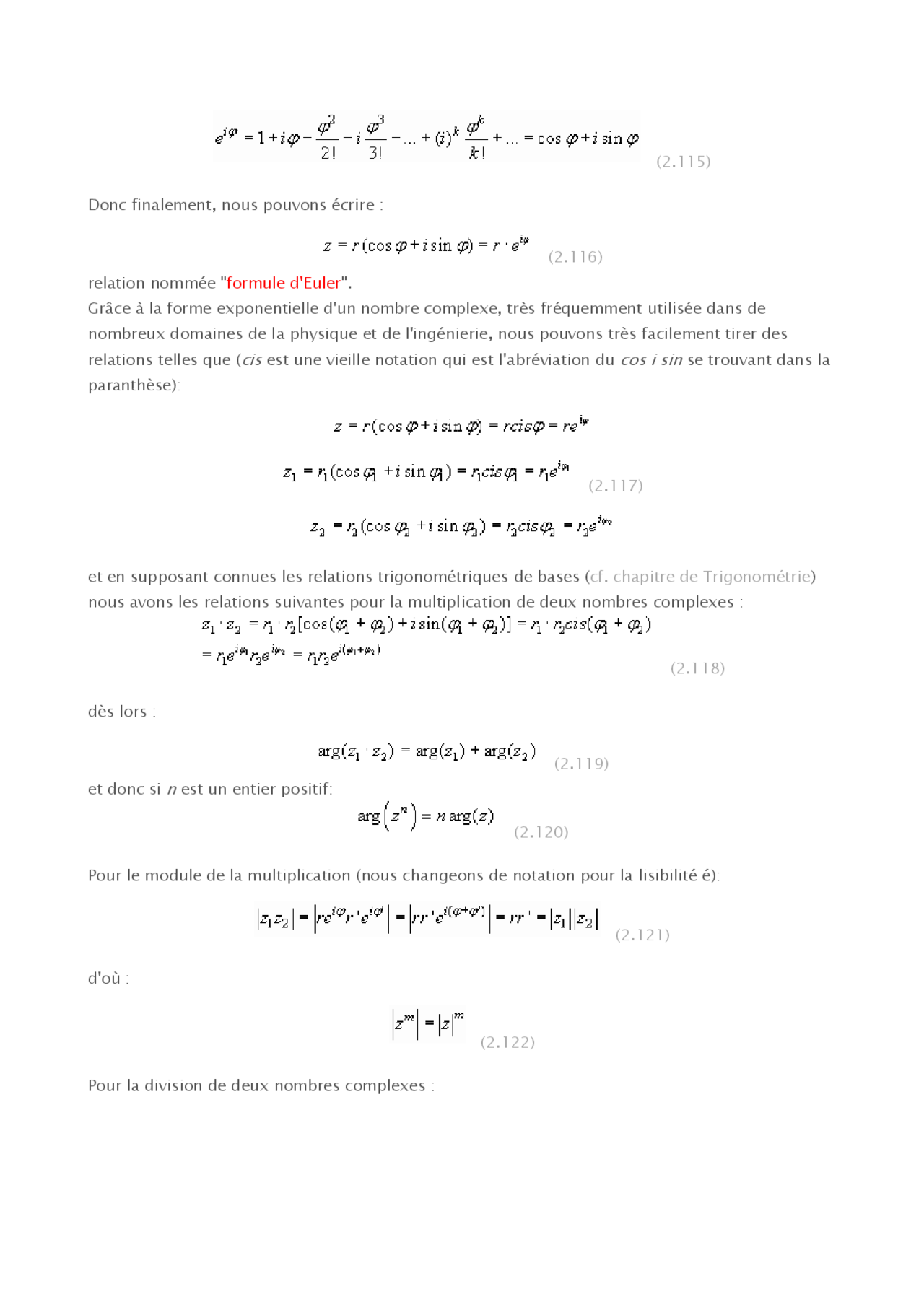 Notes Sur Les Nombres Complexes 2° Partie Docsity