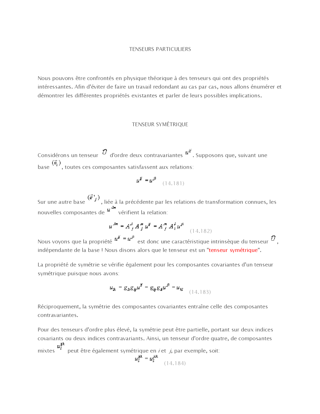 Notes Sur Les Tenseurs Particuliers Docsity