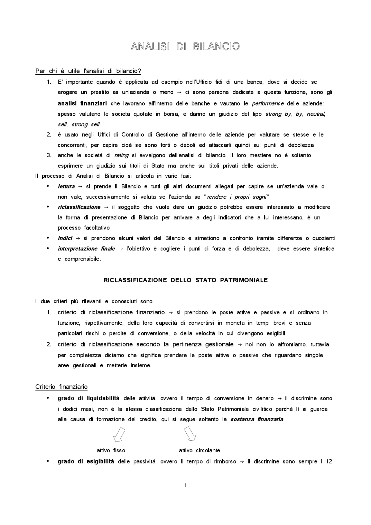 Appunti Sullanalisi Di Bilancio Docsity