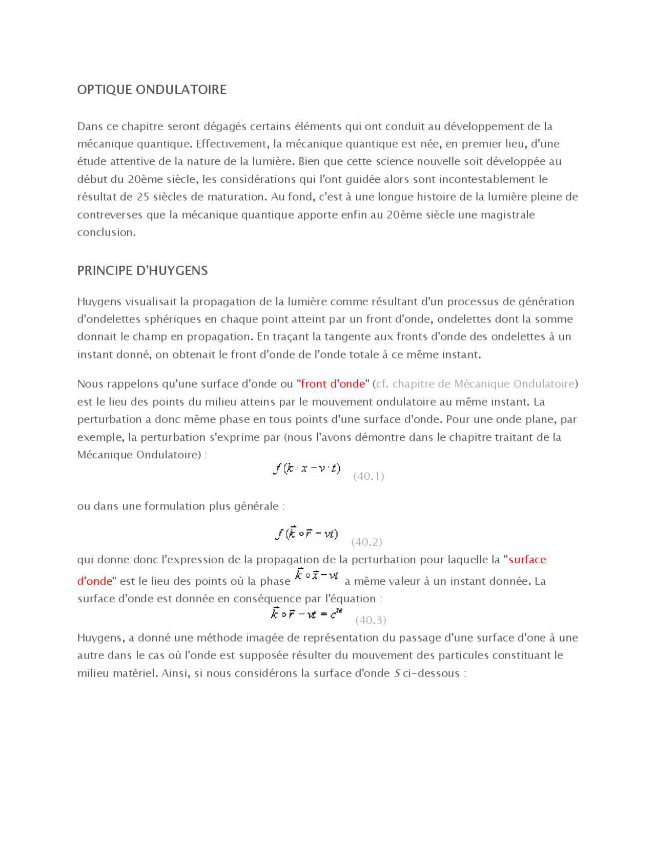 Notes Sur Loptique Ondulatoire 1° Partie Docsity