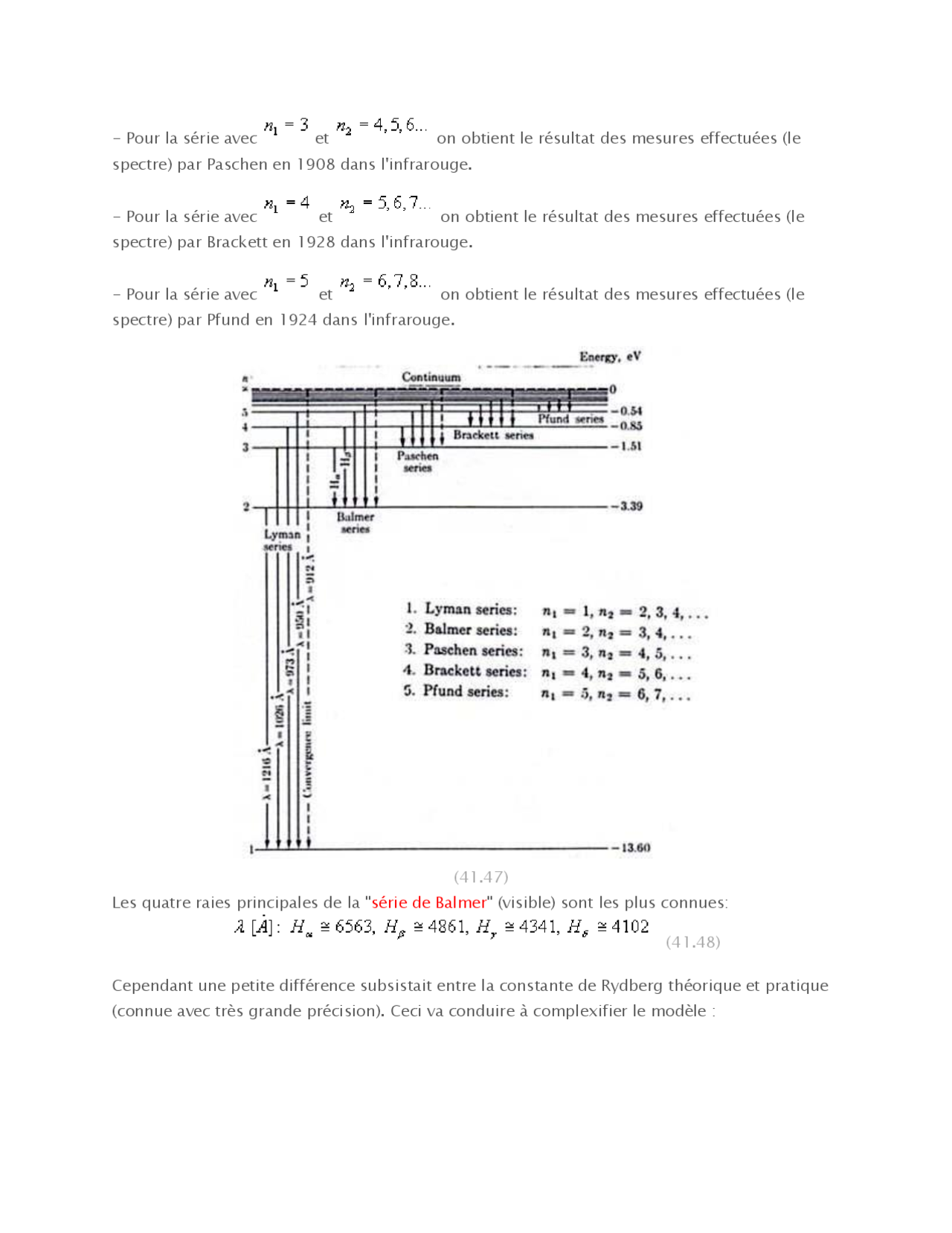 Notes sur le modèle de Bohr - 2° partie - Docsity