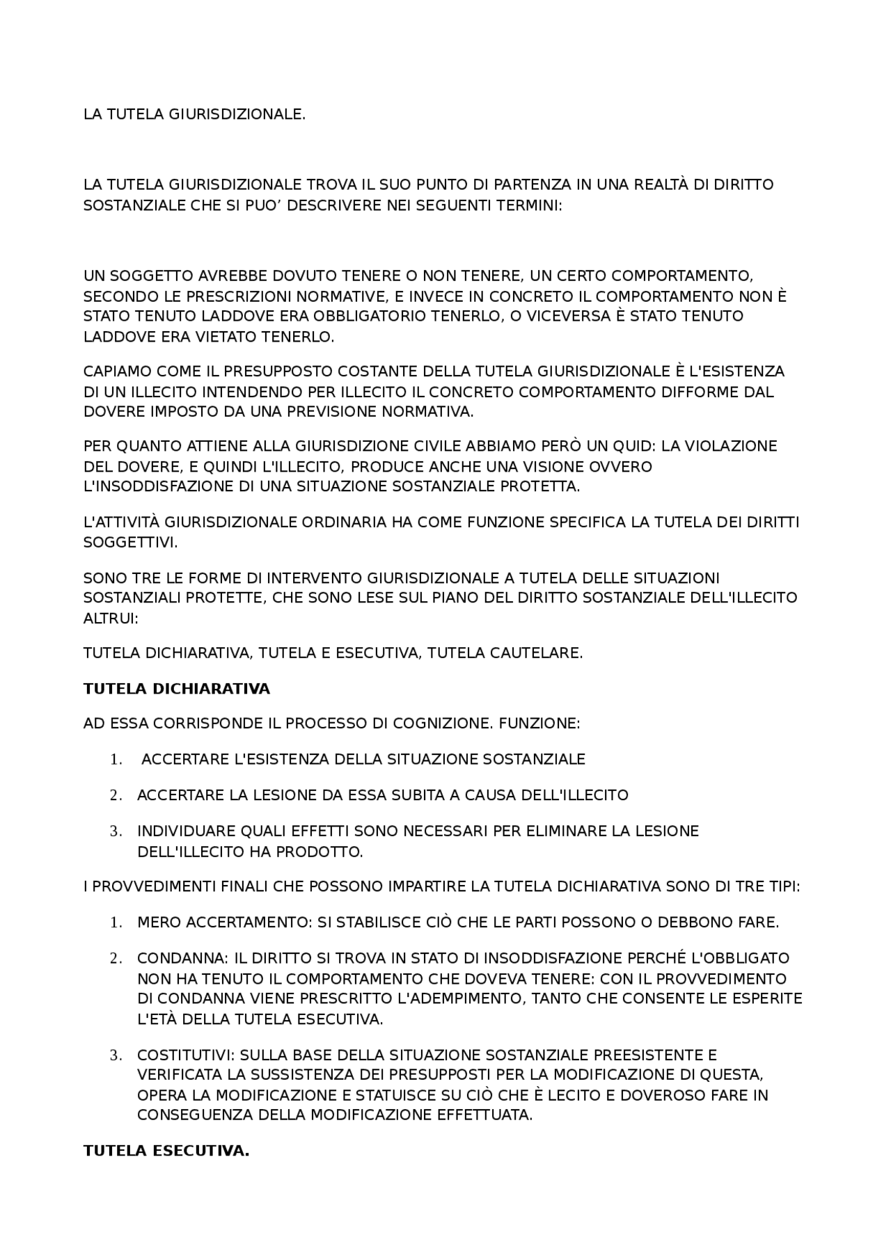 1 La Tutela Giurisdizionale Docsity