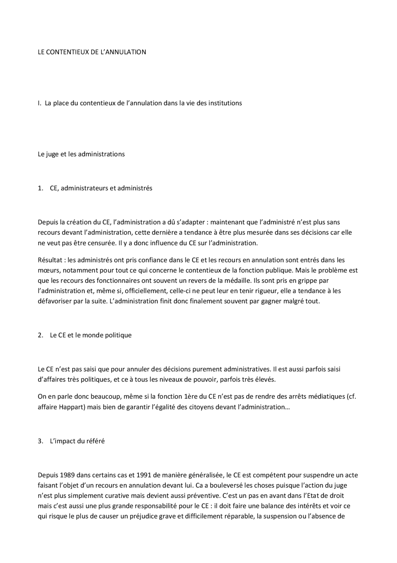 Notes Sur Le Contentieux De Lannulation 1° Partie Docsity