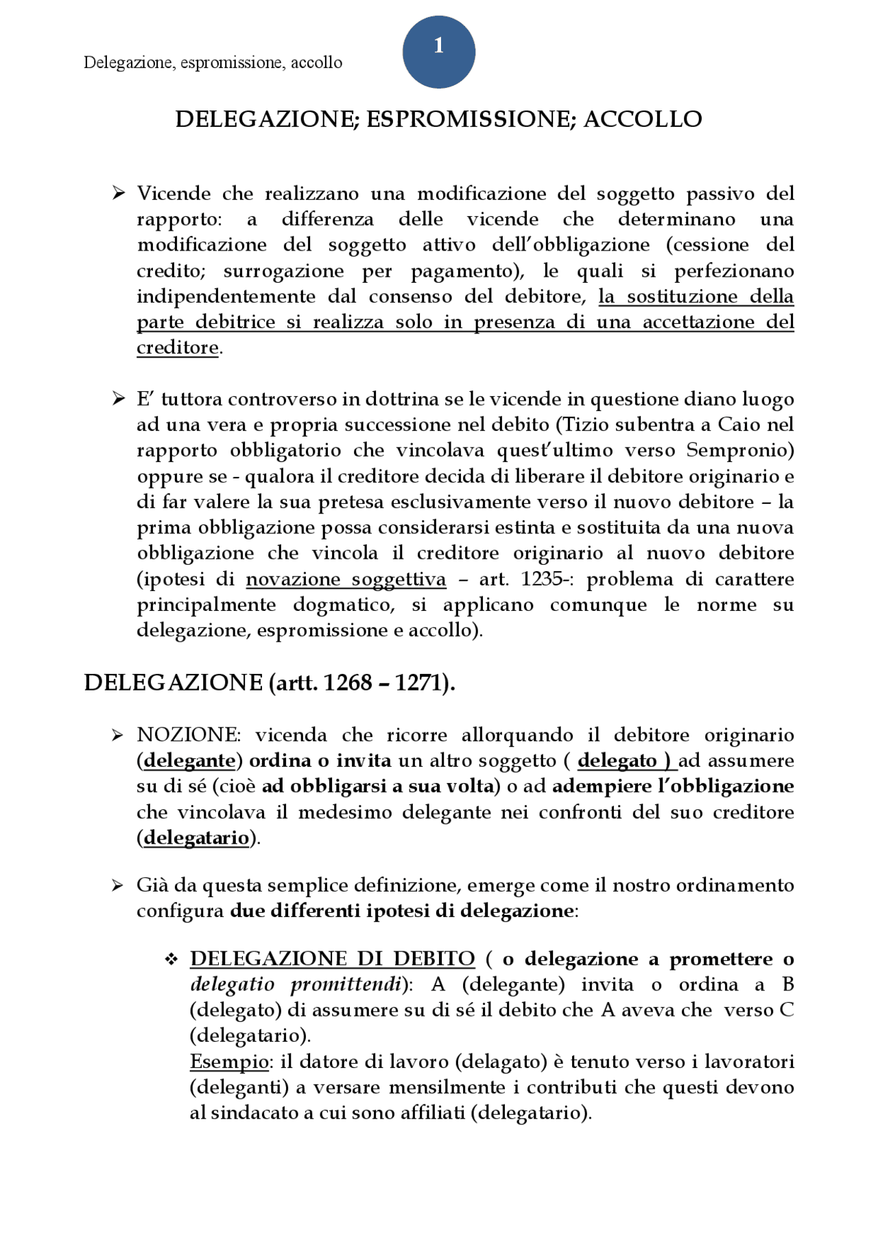 Delegazione Espromissione Accollo Schemi E Mappe Concettuali Di