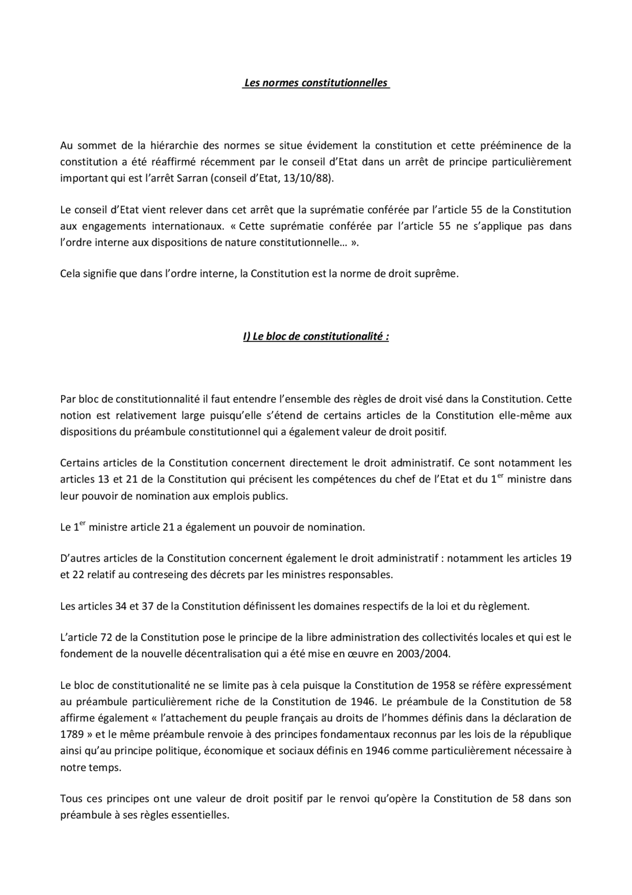 Normes Sur Les Normes Constitutionnelles Docsity