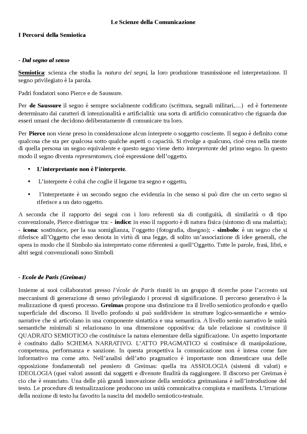 Le Scienze Della Comunicazione Docsity