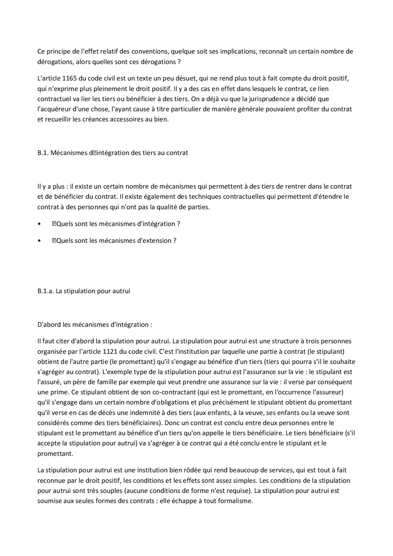 Rèsumé Sur Leffet Relatif Des Conventions 2° Partie Docsity