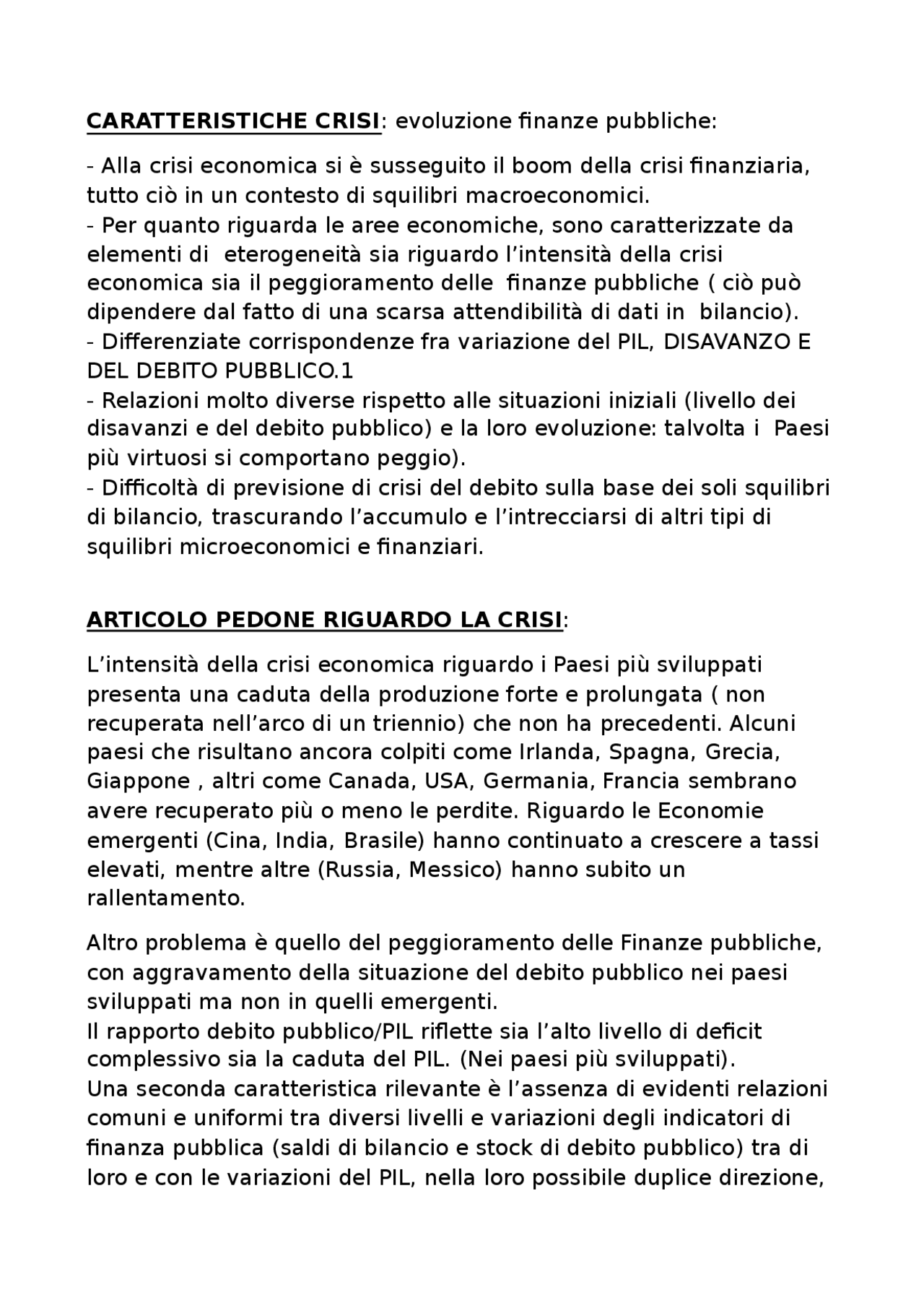 Caratteristiche Crisi Docsity
