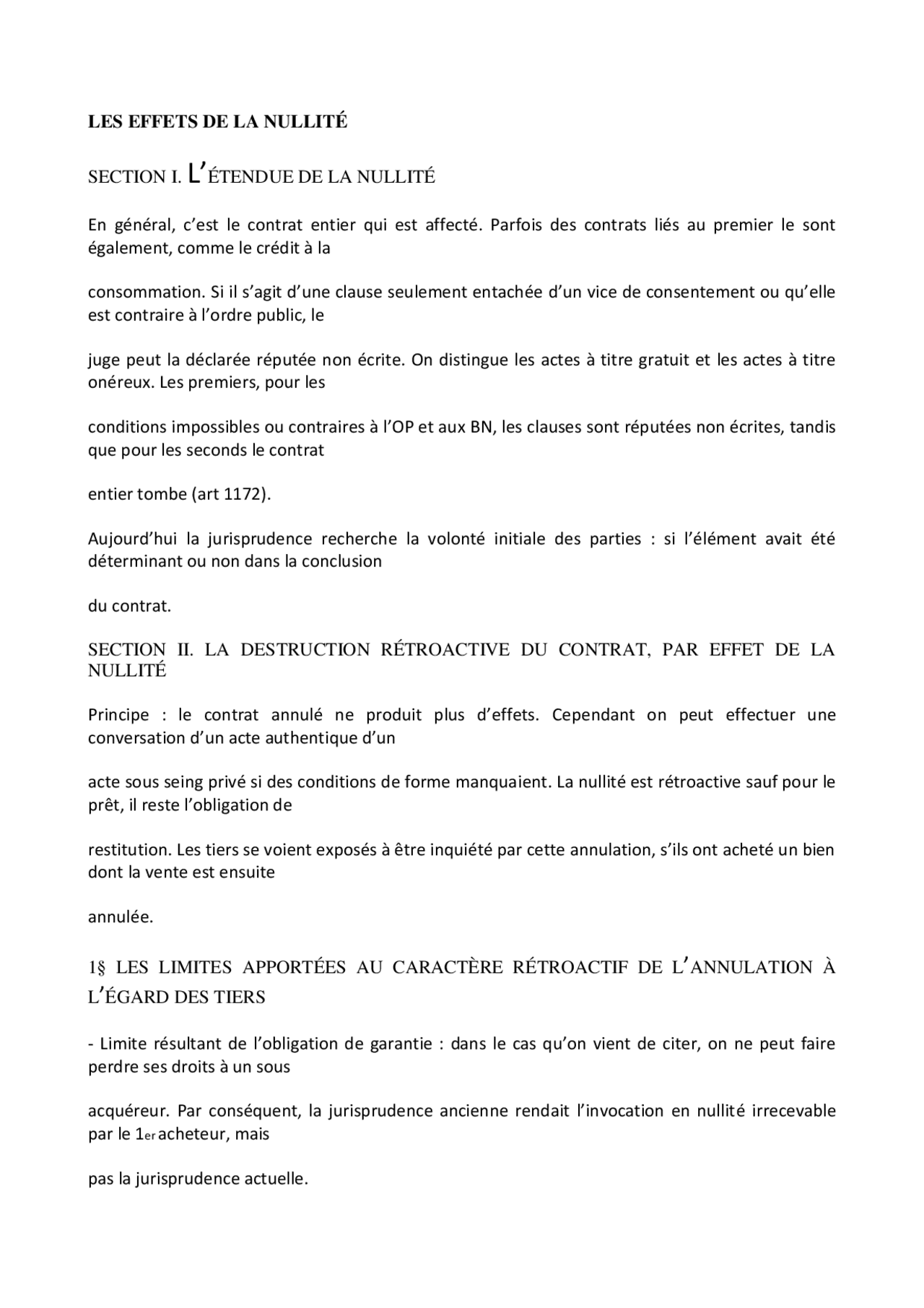 Rèsumé Sur Les Effets De La Nullité Docsity