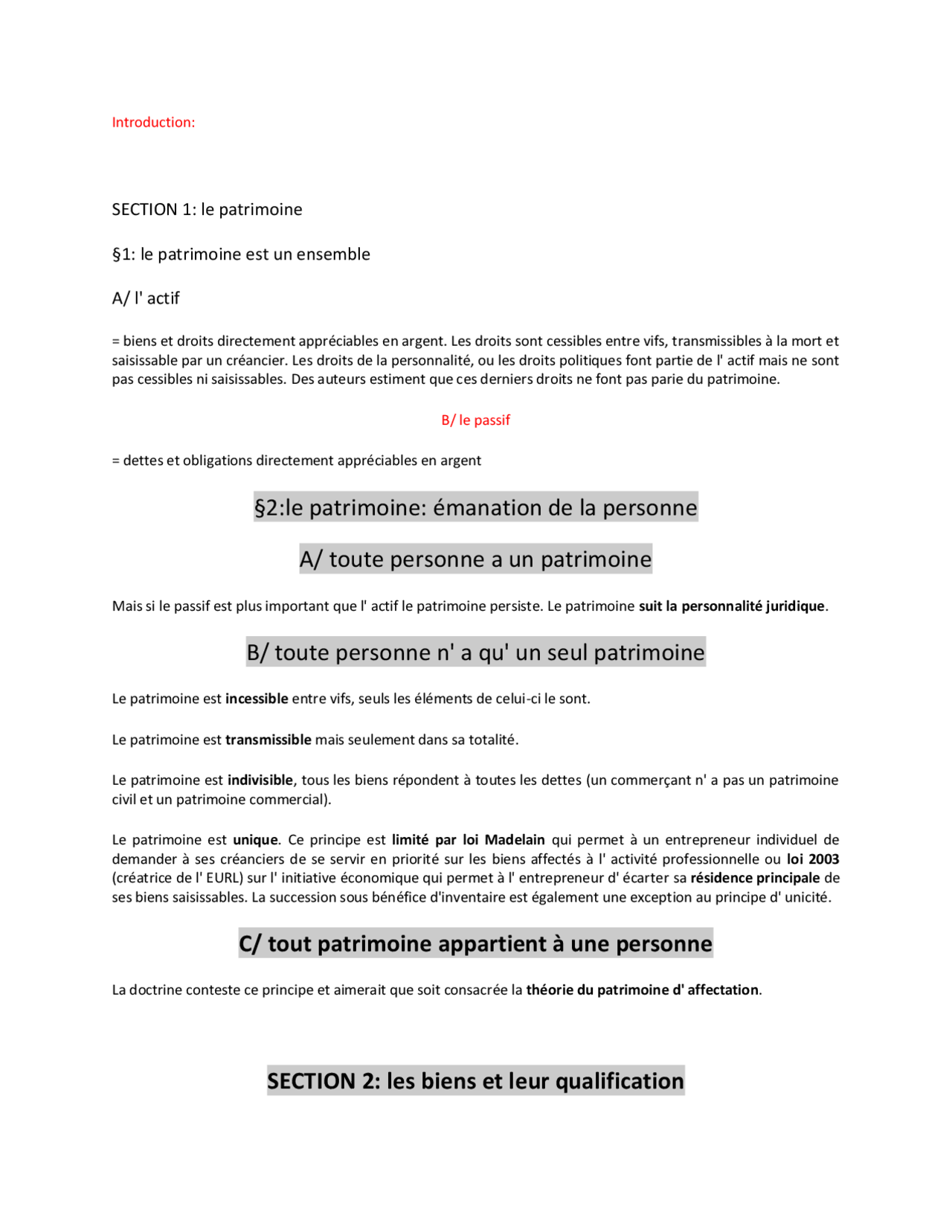 Rèsumé Sur Le Droit Des Biens 1° Partie Docsity